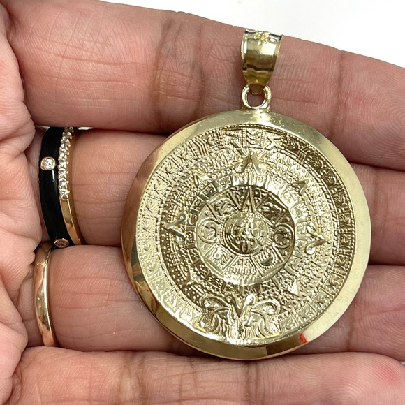 Jewelry | 1kt Gold Aztec Calendar Charm Pendant | Poshmark